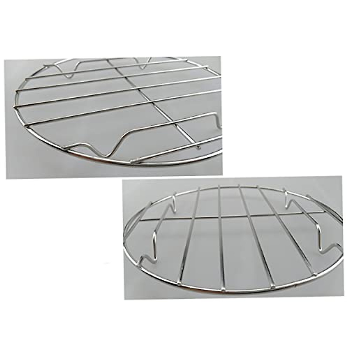 Outanaya 2pcs Stainless Steel Barbecue Grill Air Fryer Grill Rack Round Steaming Cooling Barbecue Grill Rack Outdoor Griddle Grill Outdoor Grill Net Charcoal Bbq Stand for Barbecue Silver