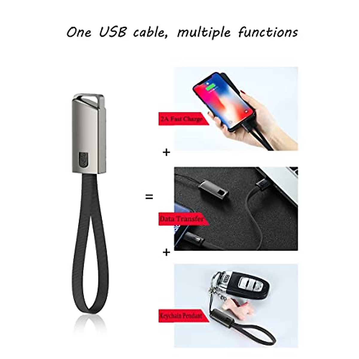 ApexOne USB C Charger Cable, Portable Keychain 0.75ft Short Type-C Charging & SYNC Nylon Braid Cord, Compatible with Samsung S9 S8 Note 9 8 LG V30 G6 Oneplus