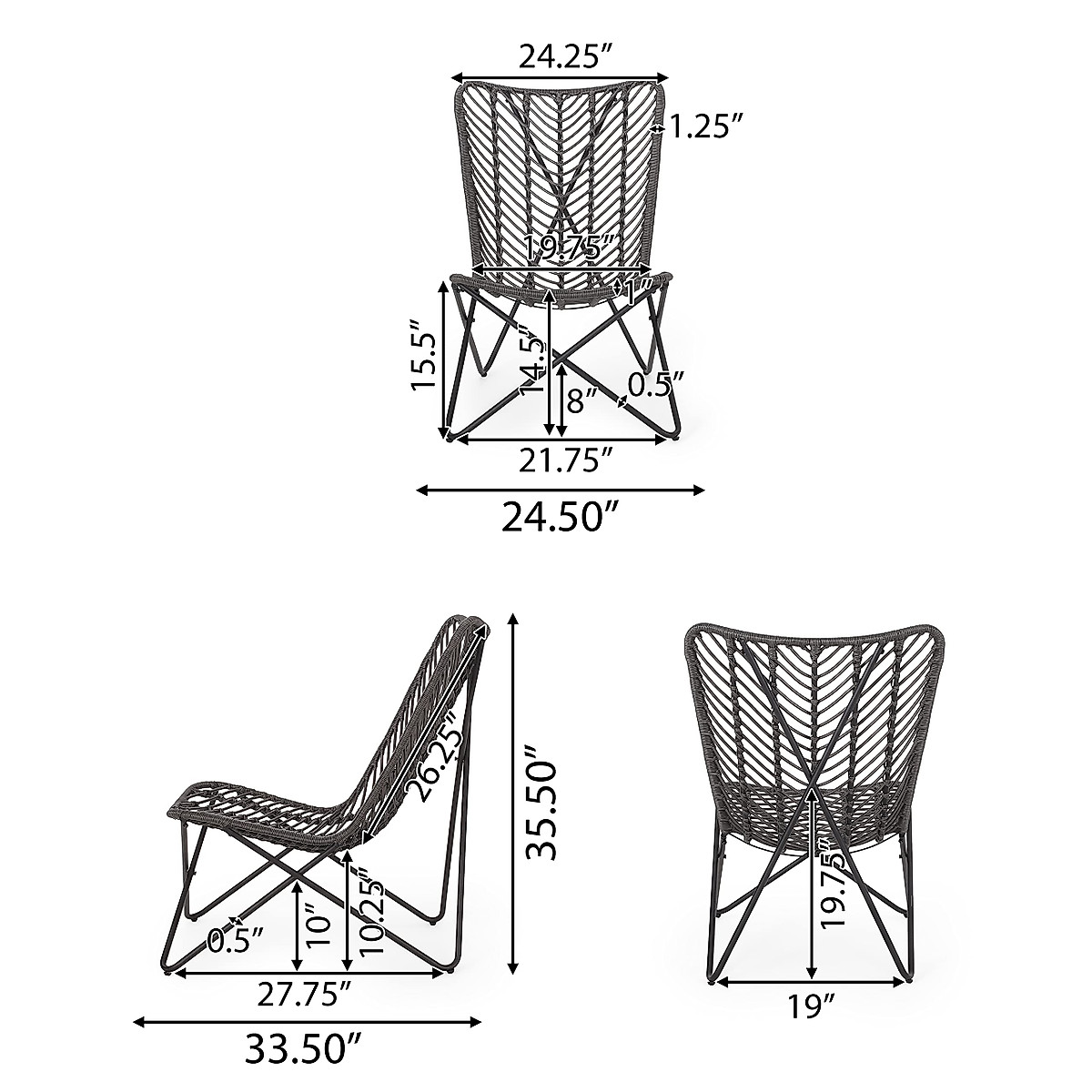 Christopher Knight Home 317578 Galtin Accent Chair, Gray + Black