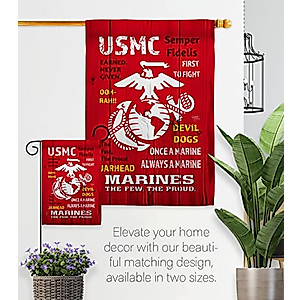 Breeze Decor USMC Garden Flag Set Mailbox Hanger Armed Forces Marine Corps Semper Fi United State American Military Veteran Retire Official House Banner Small Yard Gift Double-Sided, Made in USA