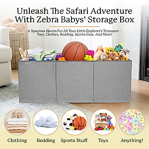 Kids Toy Chest for Boys & Girls - Stylish Versatile Stuffed Animal Holder & Toddlers Toy Organizer Makes Play Room Organization Easy - Made with Strong PP Board - Gray bin with Cationic Fabric