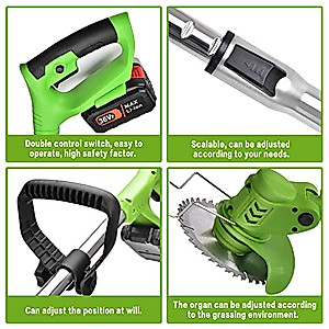 Cordless String Trimmer Weed Wacker 24V Brush Cutter Battery Powered 4.0Ah Foldable Weed Eater with Wheels for Lawn Garden Pruning & Trimming