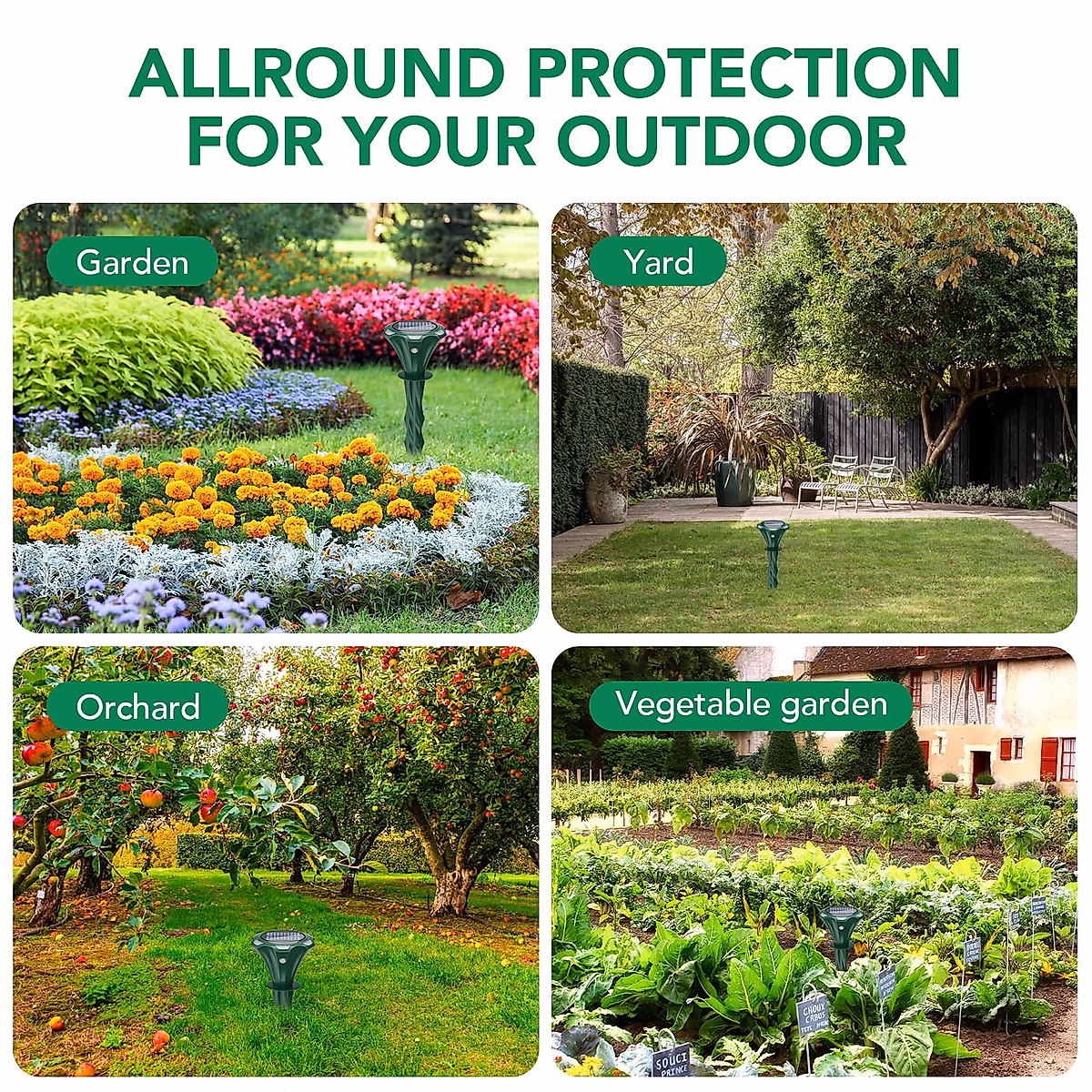 Mole Repeller Solar Powered 2 Pack, Waterproof Motion Detection LED Flash Light, Raccoon Deterrent, Gopher Control Ultrasonic Solar Powered for Yard Garden Lawns Get Rid of Mole, Vole