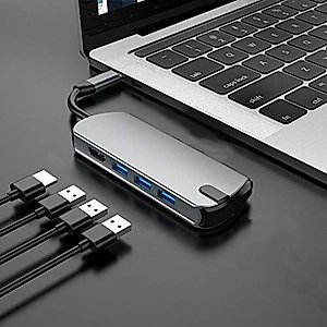 Leya-US Spare Part T1904 4 in 1 Multi-Function Type-C/USB-C HUB Expansion Dock (Color : Grey)
