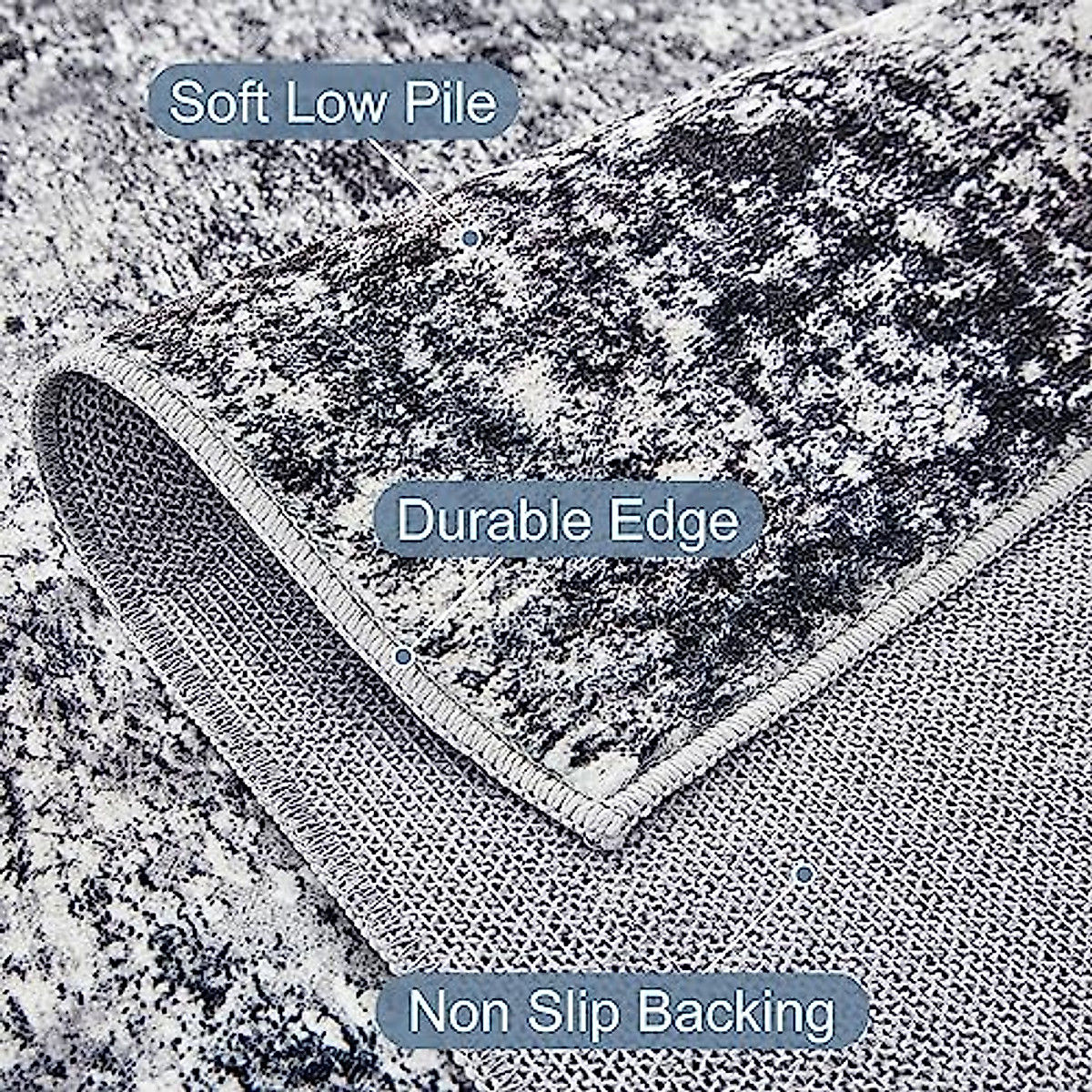 Area Rug Living Room Rugs - 8x10 Large Soft Indoor Neutral Modern Abstract Low Pile Washable Rug Carpet for Bedroom Dining Room Farmhouse Home Office - Grey