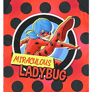 Miraculous Ladybug Girls' Pajama Set 2-Piece Jersey PJs with Cozeez Slippers, Red, Girls' Size 7/8