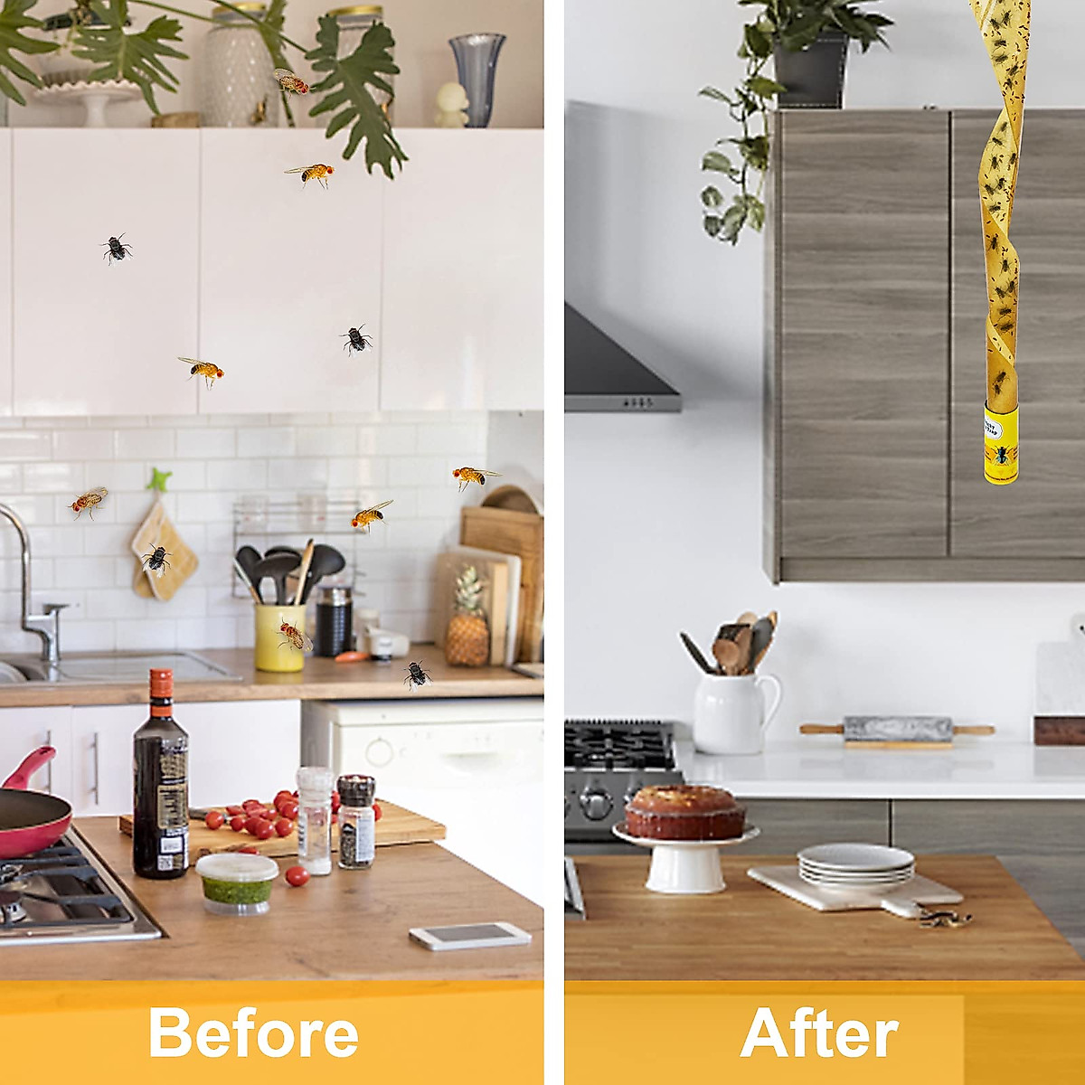 40 Pack Fly Strips, Sticky Fly Trap Indoor/Outdoor Hanging, Fly Ribbon Tape Paper, Gnat Killer Traps Catcher for Fruit Flies, Bug, Insect, Pest, Mosquito