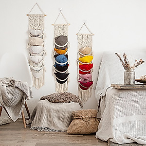Boho Baseball Cap Hanger-1 Pack-Macrame Hat Organizer for Ball Caps Holder Over Door, Hat Rack for Wall, Cap Rack for Decoration and Display, Boho Handmade Cap Display