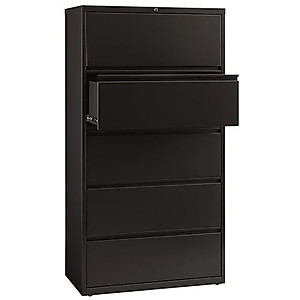 Hirsh 36-in Wide HL8000 Series Metal 5 Drawer Lateral File Cabinet Black
