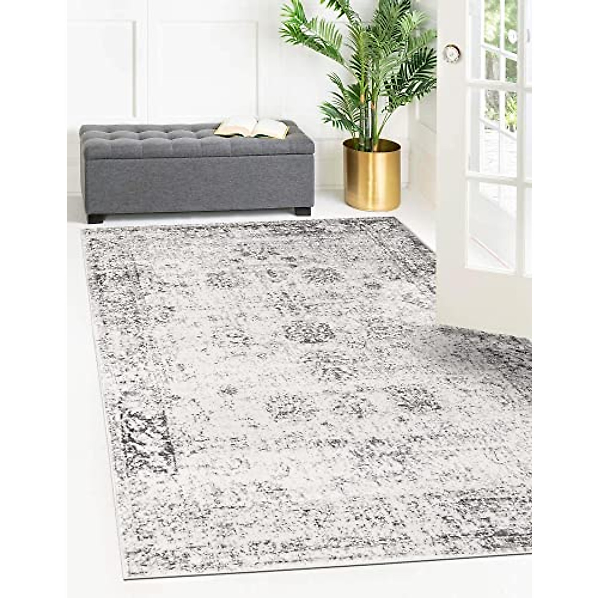 Unique Loom Sofia Collection Area Rug - Casino (8' x 10', Gray/ Beige)