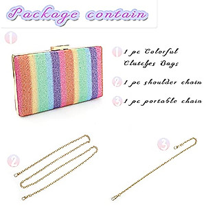 ELABEST Rainbow Evening Clutch Bag Chic Handbag Money Purses Sparkly Sequin Crossbody Shoulder Cocktail Party Bags (Colorful)