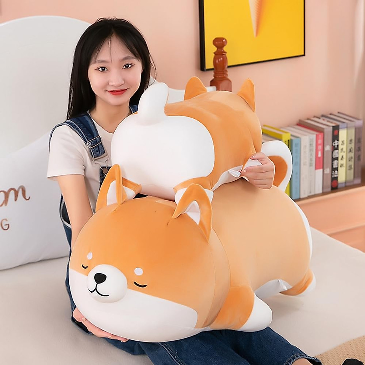 MIAOHAHA Chubby Plush Shiba Inu Toy Pillow Stuffed Animal Dog Akita Plush Pillow Toy Hugging Pillow for Kids and Girls(70cm/27.5in)