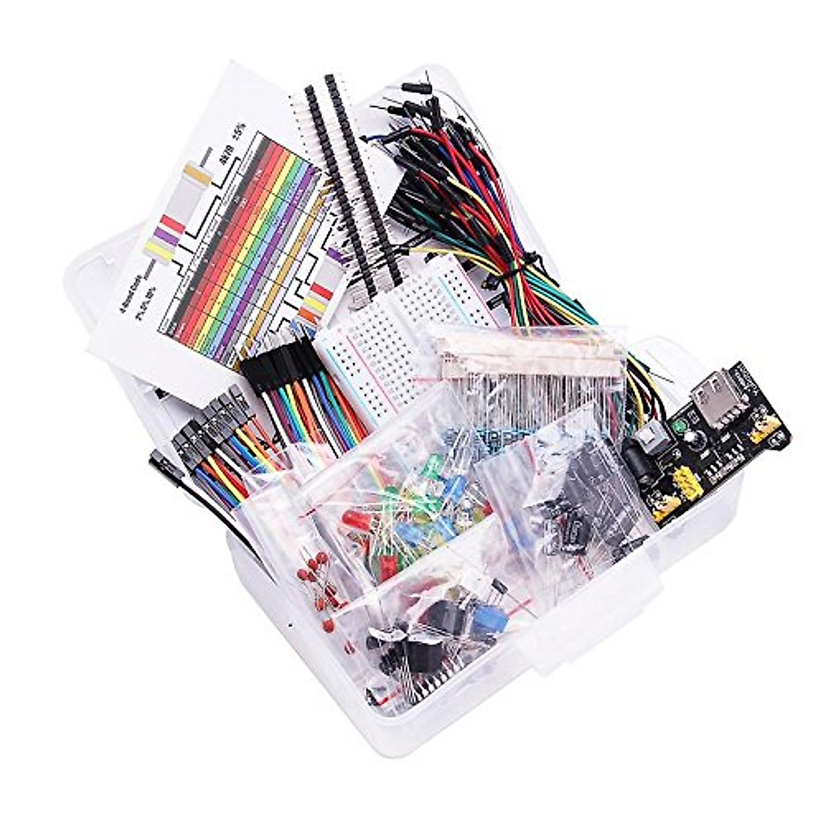 LAFVIN Electronic Fun Kit Bundle with Power Supply Module, Breadboard, Resistor, Capacitor, LED, Potentiometer Compatible with Arduino IDE for MEGA2560, Raspberry Pi