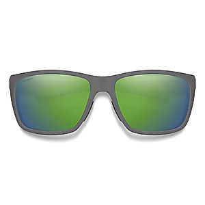 SMITH Longfin Sunglasses – Performance Sports Active Sunglasses for Watersports, Fishing & More – For Men & Women – Matte Cement + Green ChromaPop Polarized Mirror Lenses