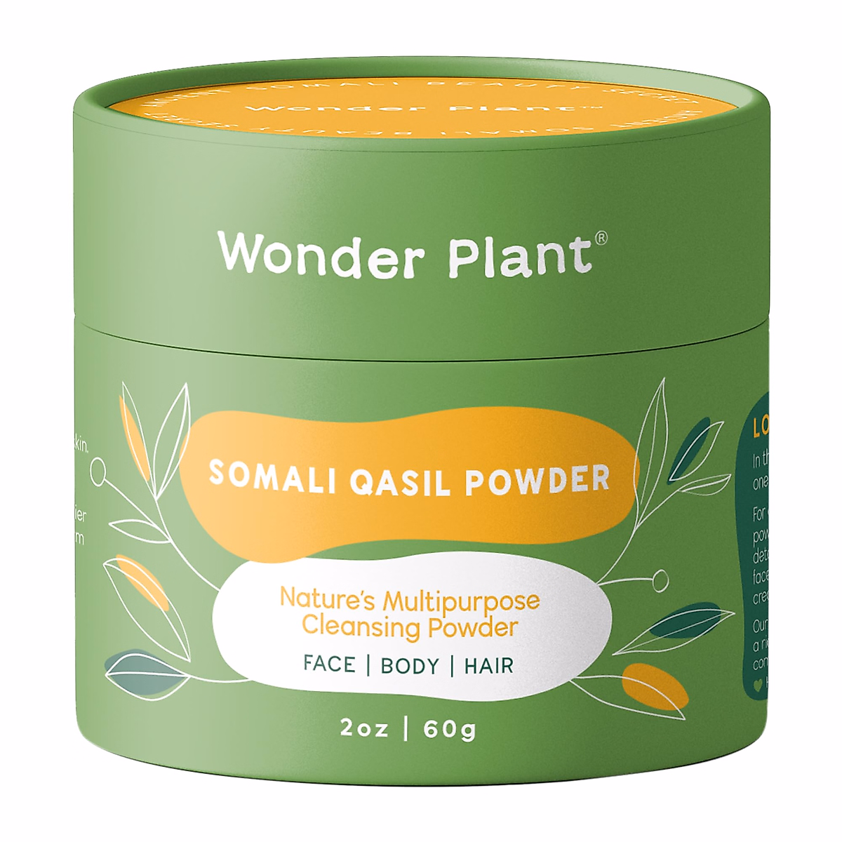 Wonder Plant 2oz (60g) | Somali Qasil Powder | Face, Body, Hair | Nature's Multipurpose Cleansing Powder