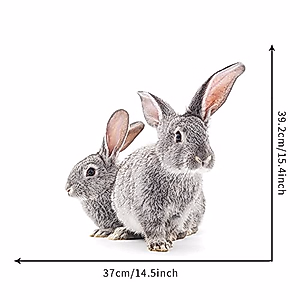 ROFARSO Lifelike Lovely Cute Two Bunnies Rabbits Animal 3D Wall Stickers Removable Wall Decals Art Decorations Decor for Nursery Baby Bedroom Playroom Living Room Murals