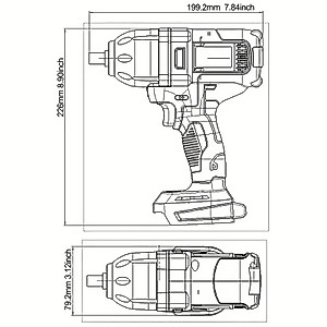 1/2 Inch Cordless Impact Wrench for Makita 18V Battery - 580 Ft-lbs (800N.m) Brushless High Torque Electric Power Impact Gun,2300RPM Driver Wrench for Car Tires Truck