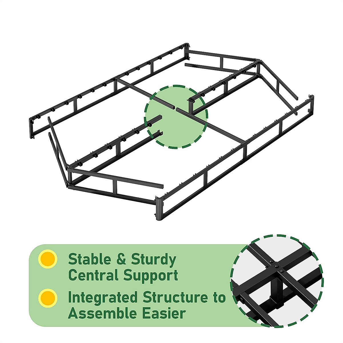 Askeld Queen Bed Frame, 9 Inch High Metal Box Spring with More Steel Slats Support, Sturdy Platform Bedframe Low to Floor, 3500 Lbs Weight Capacity Heavy Duty Mattress Base, Easy Assembly, Black