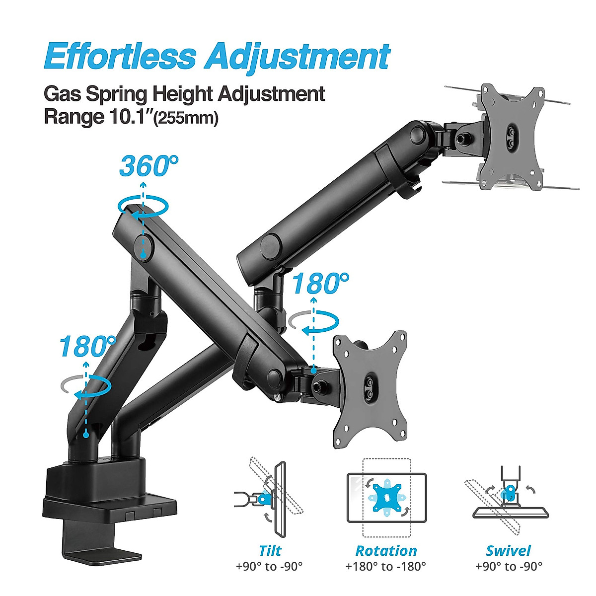 AVLT Laptop and Monitor Arm - Mount 15.6" Notebook and 32" Monitor on 2 Full Motion Adjustable Arms - Organize Your Work Surface with Ergonomic VESA Monitor Mount