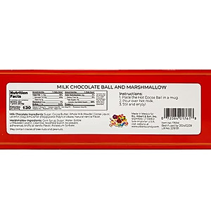 Christmas 2023 Hot Chocolate Melting Balls with Mini Marshmallows, Individually Wrapped Cocoa Melts, Holiday Themed Dessert Drink, Pack of 2, 6 Balls (Milk Chocolate)