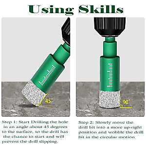 Mgtgbao 10PCS Green Dry Diamond Drill Bits Set, Core Drill bit for Granite Marble Tile Ceramic Stone Glass Diamond Hole Saw Kit with Size 3/16,1/4, 5/16, 3/8, 1/2