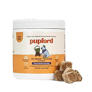 Pupford Gut Health & Immunity Supplement for Puppies and Adult Dogs, Made in The USA, Vet Approved, No Artificial Flavors, Peanut Butter and Jelly, Net Wt. 4.2 oz (120g) (Pack of 2)