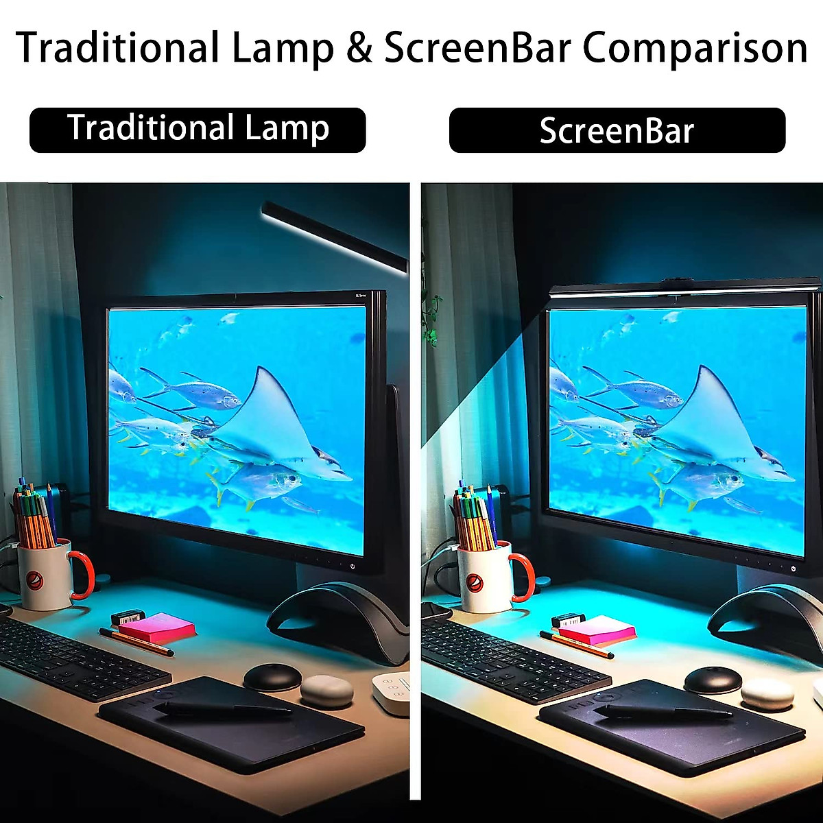 Monitor Light Bar, Monitor Lights USB Powered LED Computer Light, 3 Switchable Light Modes, Dimmable Monitor Lamp, Computer Monitor Light for Desk/Office/Home, Black