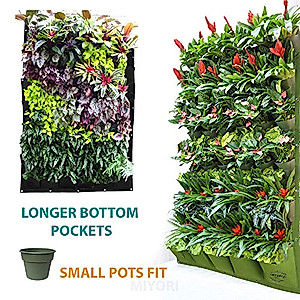 25 Pockets Vertical -Hanging Growing Bag Outdoor/Indoor Planter for Wall Garden Flower -Decor Fence Hanger with Wall Pockets Grow Planting Plant kit pots (25 Pockets, Black)