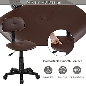VECELO Armless Home Office Chair Low-Back Height Adjustable Stools for Desk/Computer/Task/Small Space, 360° Swivel, Set of 4, Coffee