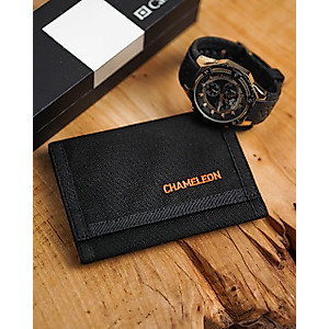 Chameleon Trifold Mens Wallet-Military Tactical Men Wallets- ID Card Holder - Canvas Thin Front Pocket Travel Wallet-Coin Zipper Pocket
