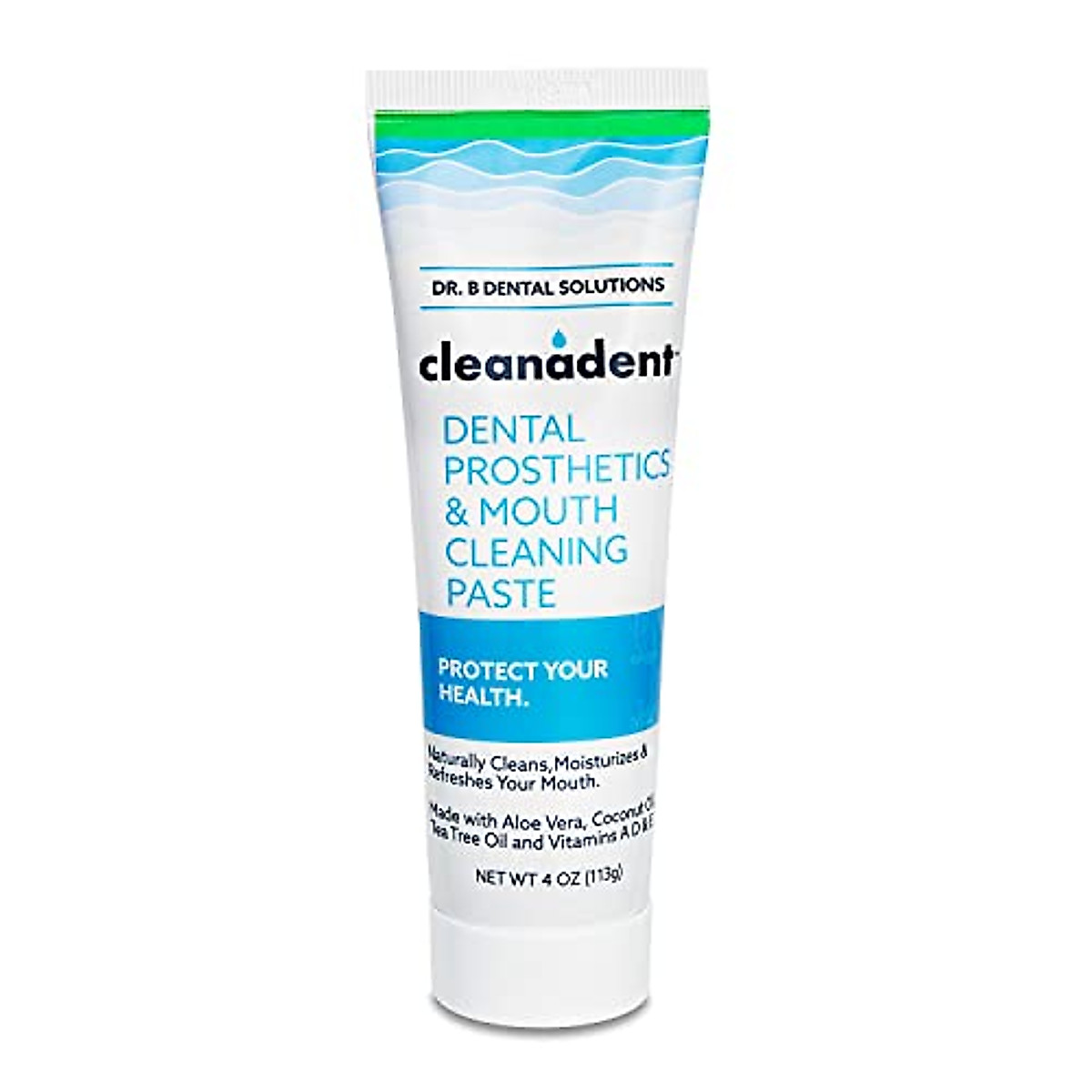 Dr. B Dental Solutions Cleanadent Denture and Gum Toothpaste, Removes Odors Stains Adhesives, Mouth Cleaning Paste, 4 oz