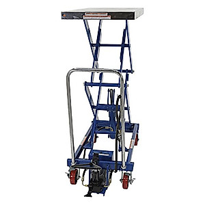 Vestil AIR-800-D Steel Air Hydraulic Cart, 800 lbs Capacity, 35-1/2" Length x 20" Width Platform, 15" - 51" Height Range