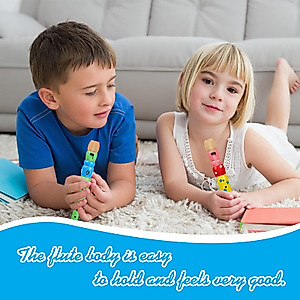 Yeshone 3 Pieces Small Wooden Recorders Wooden Flute Colorful Piccolo Flute for Music Education Sound Learning Musical Instrument, Random Colors(3 Pcs)