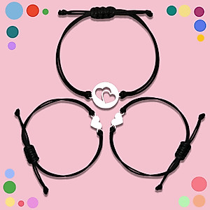 Temulnee 2 Niece Gifts from Auntie Aunt Gifts Matching Bracelets Auntie Two Nieces Gift Heart Love Bracelet from Aunt Jewelry Set for 3 Women Mothers Day Birthday Valentines Day Gifts