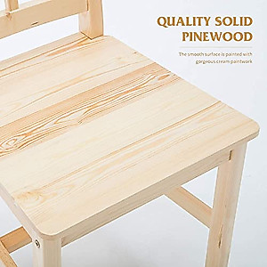Alohappy Dining Table Set for 4, Pine Wood Kitchen Table Dining Table and Chairs Set 5PCS for 4 Person for Kitchen Dining Room Living Room