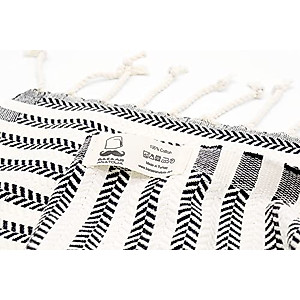 Turkish Hand Towels Set of 4 Arpa Peshtemal Towel 100% Cotton 45x20" Decorative Bathroom Towel Boho Farmhouse Decor Light Weight Quick Dry Hand Bath Hair Gym Face Tea Kitchen Dishcloth Set (Black)