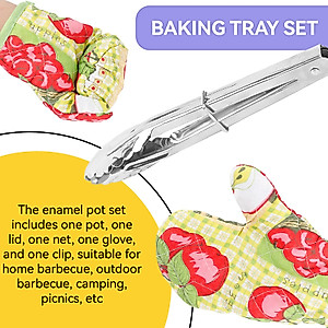 Roaster Pan with Lid, 8.7in Small Roasting Pan Black Enamel Oval Roaster Pan Turkey Roasting Pan for Barbucue Steak Sweet Potato Meat