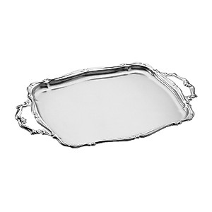 Motta Stainless Steel Rectangular Tray with Handles, 17.1 by 10.6-Inch, Barocco