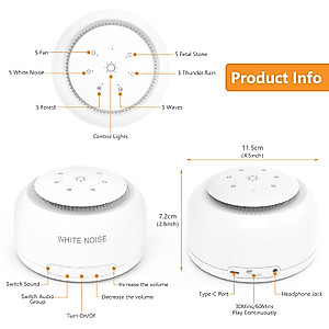 Uyled Sound Machine White Noise Machine with 30 Soothing Sounds 3 Timer Memory Function and Warm Night Light Portable Noise Machine for Adults/Kids/Baby Sleeping，Relaxation