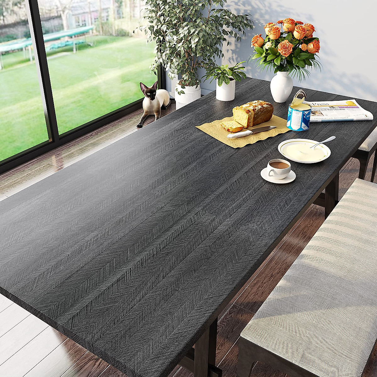 YENHOME 118"X30" Black Contact Paper Wood Contact Paper for Countertops Cabinets and Drawers Dark Wood Look Contact Paper Peel and Stick Wallpaper Removable Wood Wallpaper for Bedroom Kitchen Counter