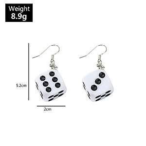 2 Pairs Dice Earring Contracted Sieve Disco Dancing Earrings Funny Cube Dice Casino Drop Earrings
