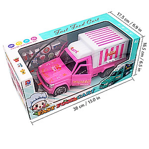 Tipmant Large Size RC Food Truck Remote Control Vehicle Electric Car Toy 4 Channels Light Sound Kids Birthday (Pink)