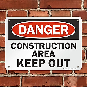 SmartSign "Danger - Construction Area, Keep Out" Sign | 7" x 10" Plastic