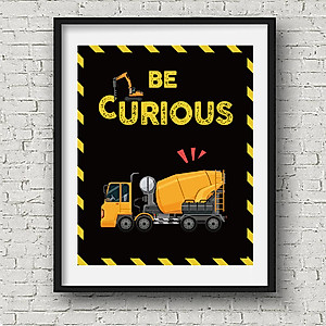 SUUURA-OO Truck Inspirational Quote Art Print Set of 6 (8”X10”), Dream big Truck Bedroom Cool Poster for for Nursery Boys Son Brother Grandson Kids Room Home Decor, No Frame