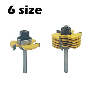 LoveDeal 1/4 Inch Shank Slot Cutter Router Bit Set, 3 Teeth T Shape Molding Wood Milling Cutter, Adjustable 3 Wings Carbide Woodworking Tool - with 6 Pcs Slotting Cutter Blades, for Cabinet(6 Sizes)