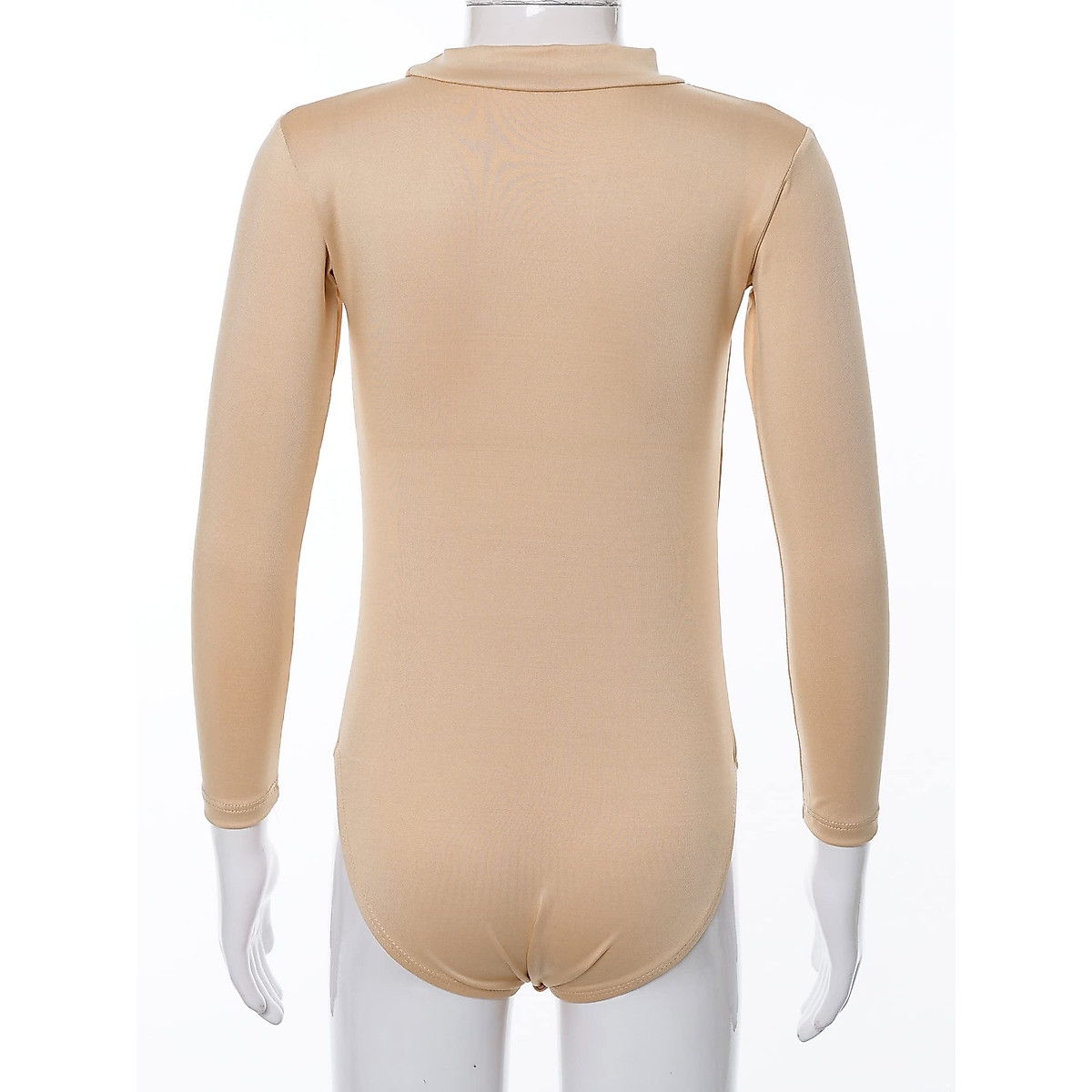 dPois Kids Girls Long Sleeve Gymnastics Leotard Mock Neck Ballet Dance Nude Unitard One Piece Bodysuit Mock Neck 11-12 Years