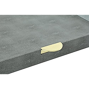 HofferRuffer Extra Large Square Serving Tray, Elegant Faux Leather Ottoman Tray with Gold Hardware Handles, Serve Tea, Coffee or Breakfast in Bed, 23.6 x 23.6 inches (Large Square)