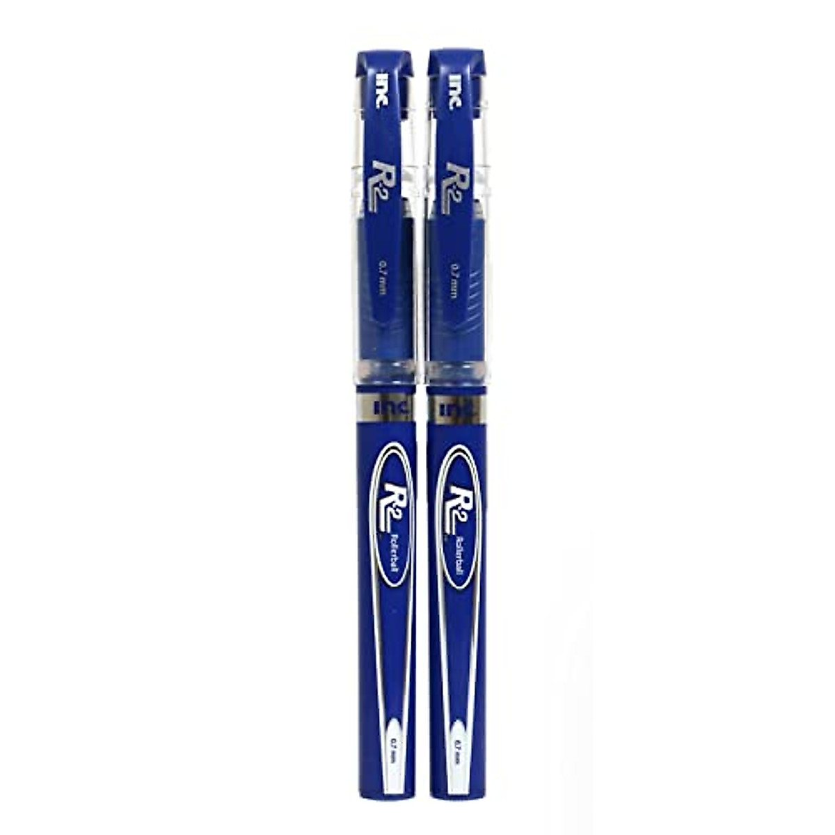 INC 0.7 mm R-2 Roller Ball Pen,Controlled Ink Flow System, Blue Ink, Comfort Grip, 2 pack