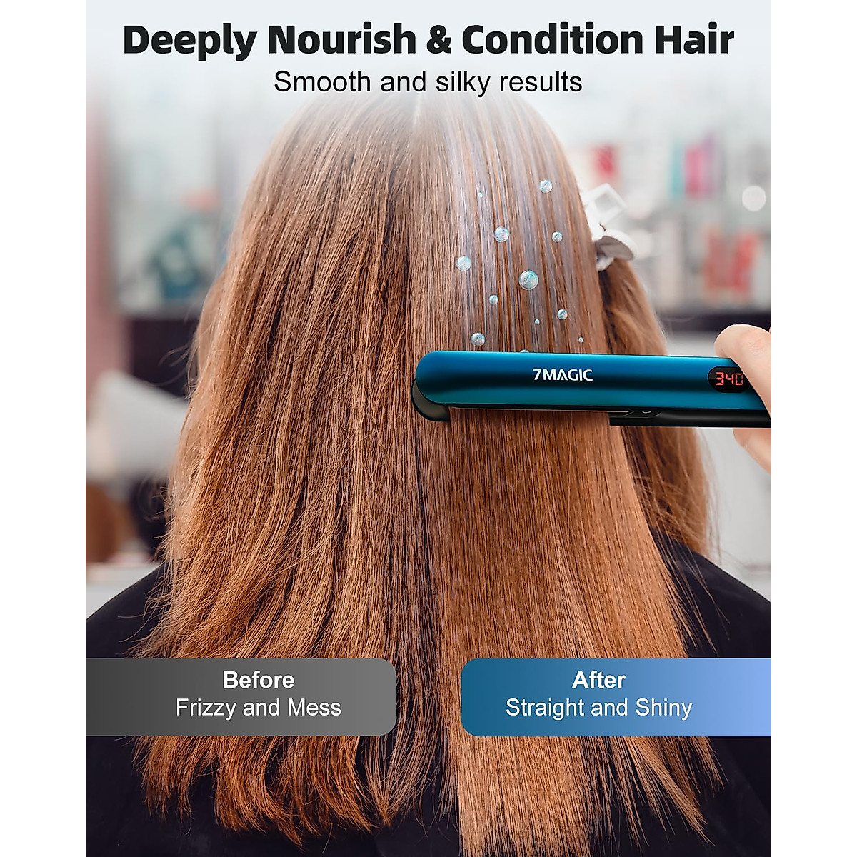 Negative Ion Flat Iron Hair Straightener, Ceramic Hair Straightener with LCD, 1" Flat Iron with 11 Heat Settings, Professional 2 in 1 Hair Iron for Thick Hair, Anti Static & Auto Shut-Off