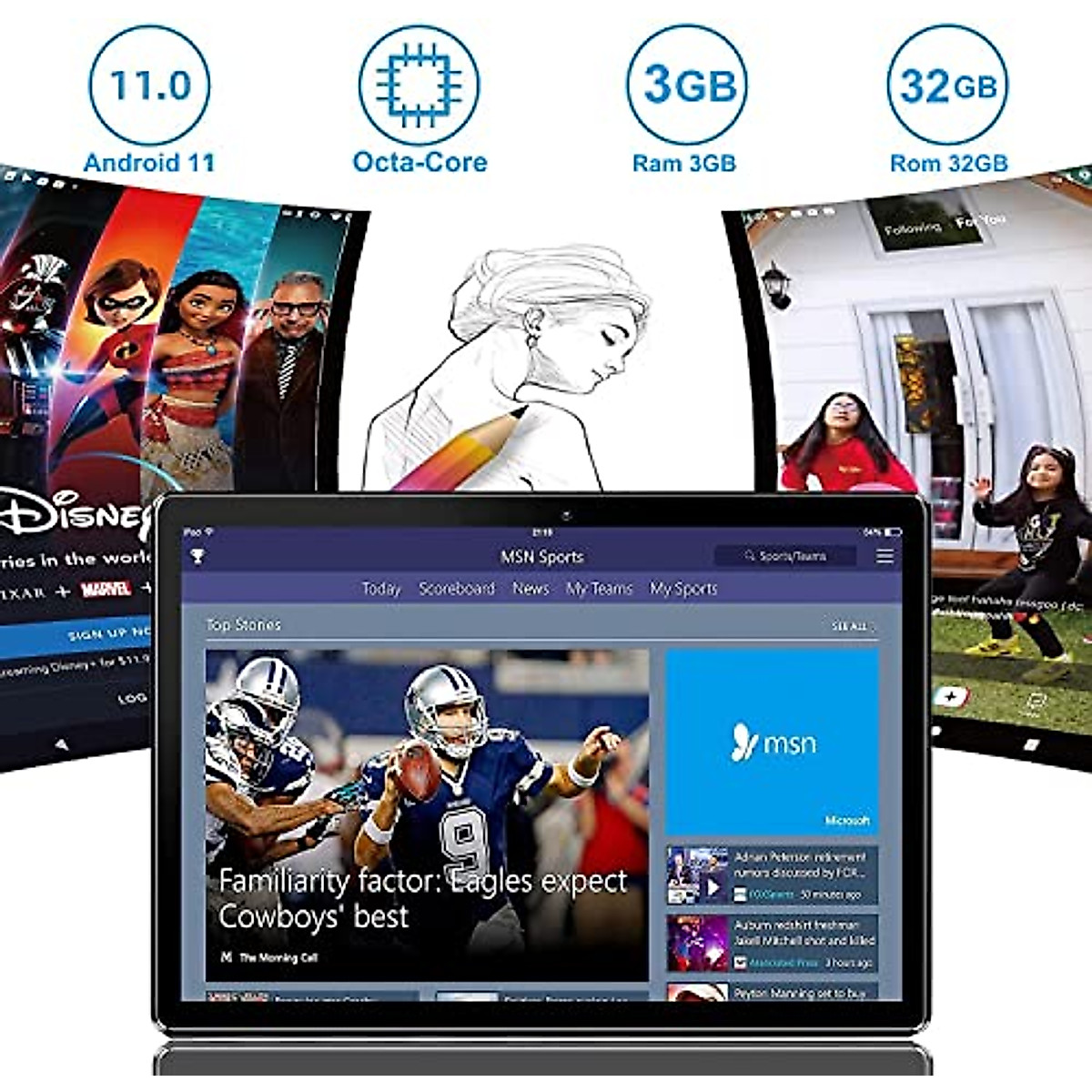 10 Inch Android Tablet pc, 64GB ROM 128GB Expand, Octa-Core Tablets, IPS HD Touch Screen,Google Certificated Wi-Fi Tablets, G+G, 8MP Camera, Long Battery Life,Black-(with Leather case)……………